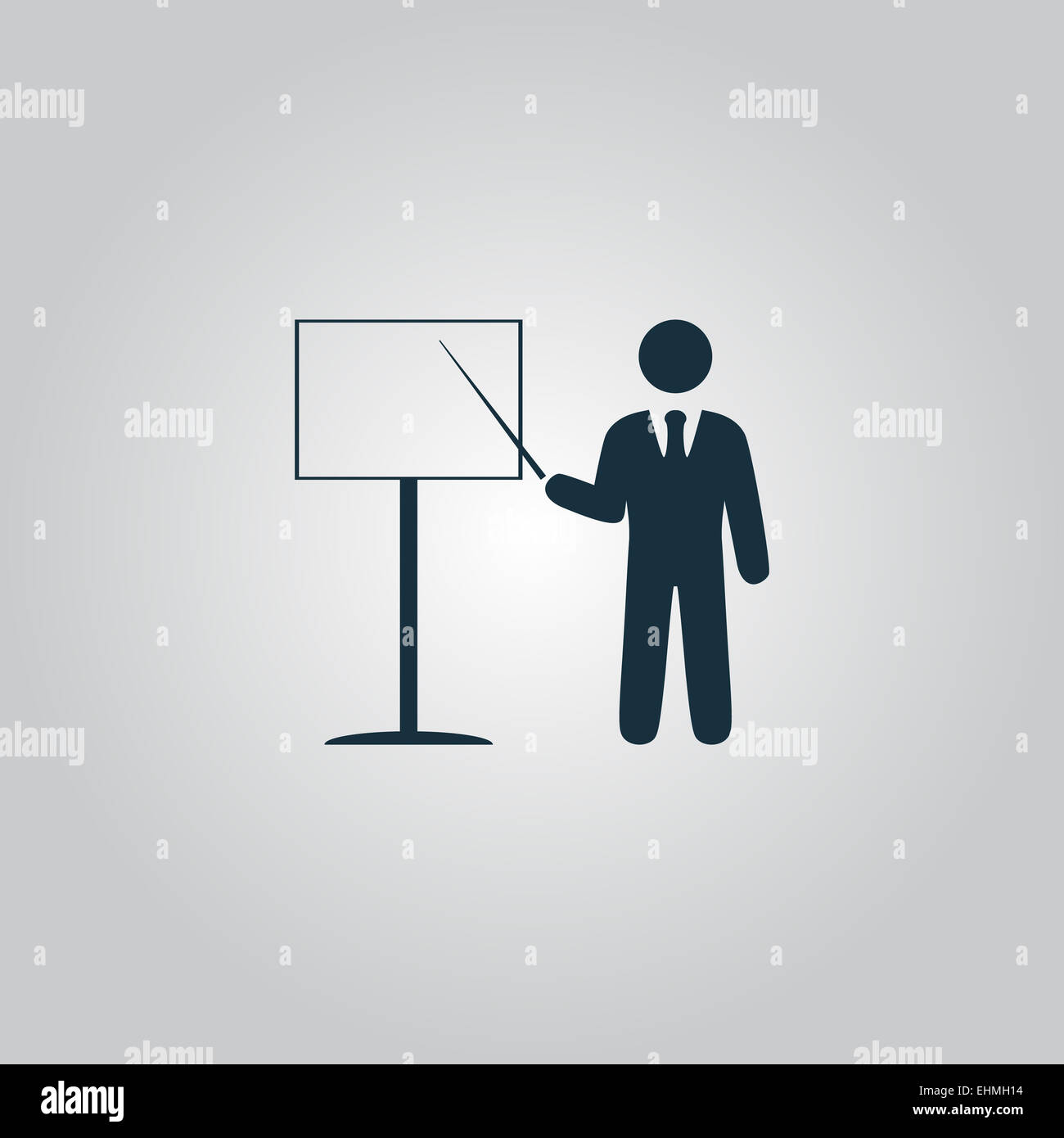 Presentation sign icon. Man standing with pointer Stock Photo - Alamy