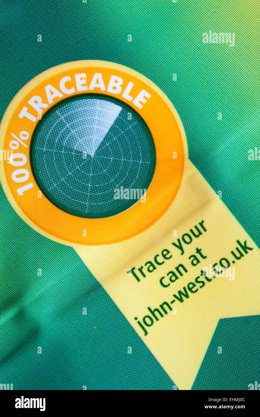 100% traceable trace your can information on tin of John West Tuna ...