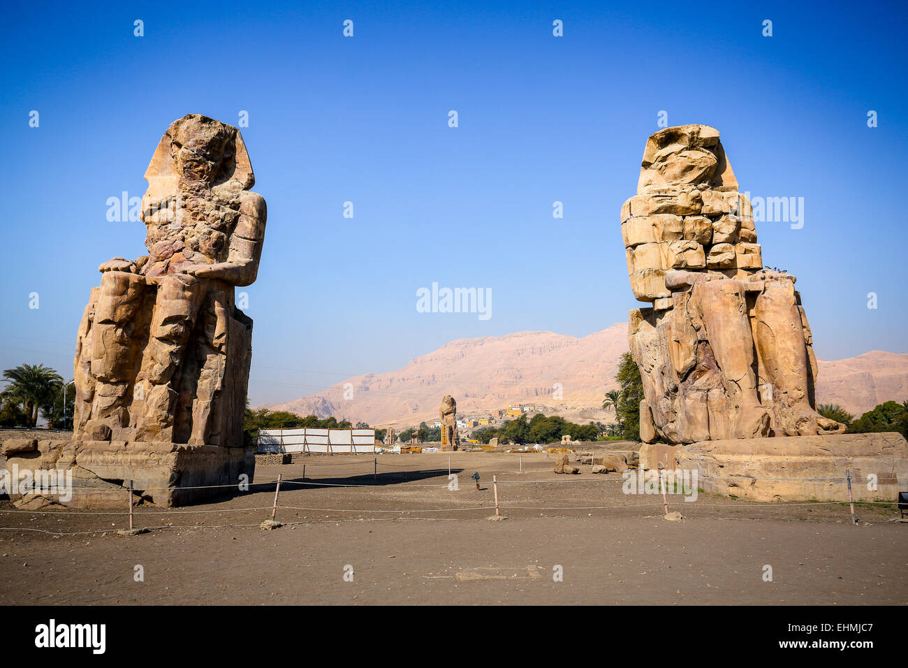 Colossi of Memnon - One of the twin statues of Pharaoh Amenhotep Stock ...