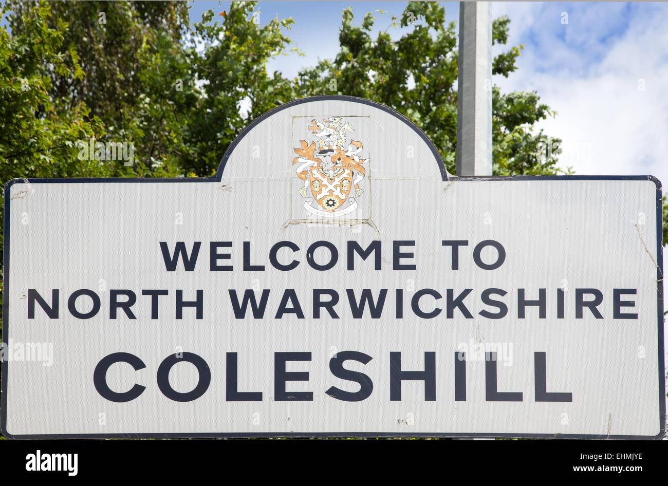 .Town sign for Coleshill, Warwickshire Stock Photo - Alamy