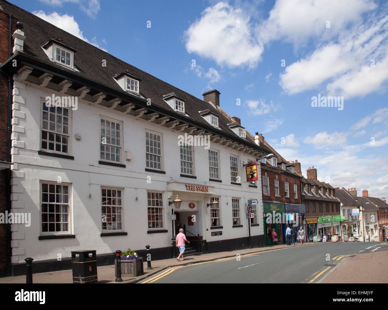The town centre of Coleshill, Warwickshire, showing shops and ...