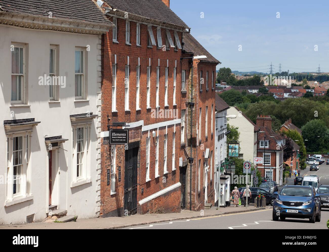 The town centre of Coleshill, Warwickshire, showing shops and ...