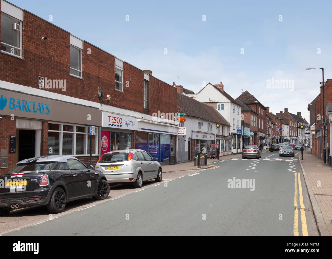 The town centre of Coleshill, Warwickshire, showing shops and ...