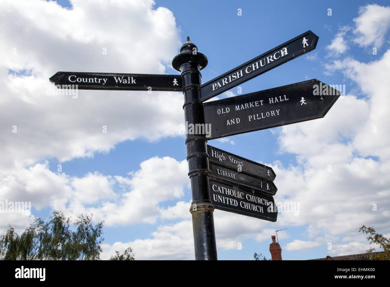 .Signpost in the town centre of Coleshill, Warwickshire Stock Photo - Alamy