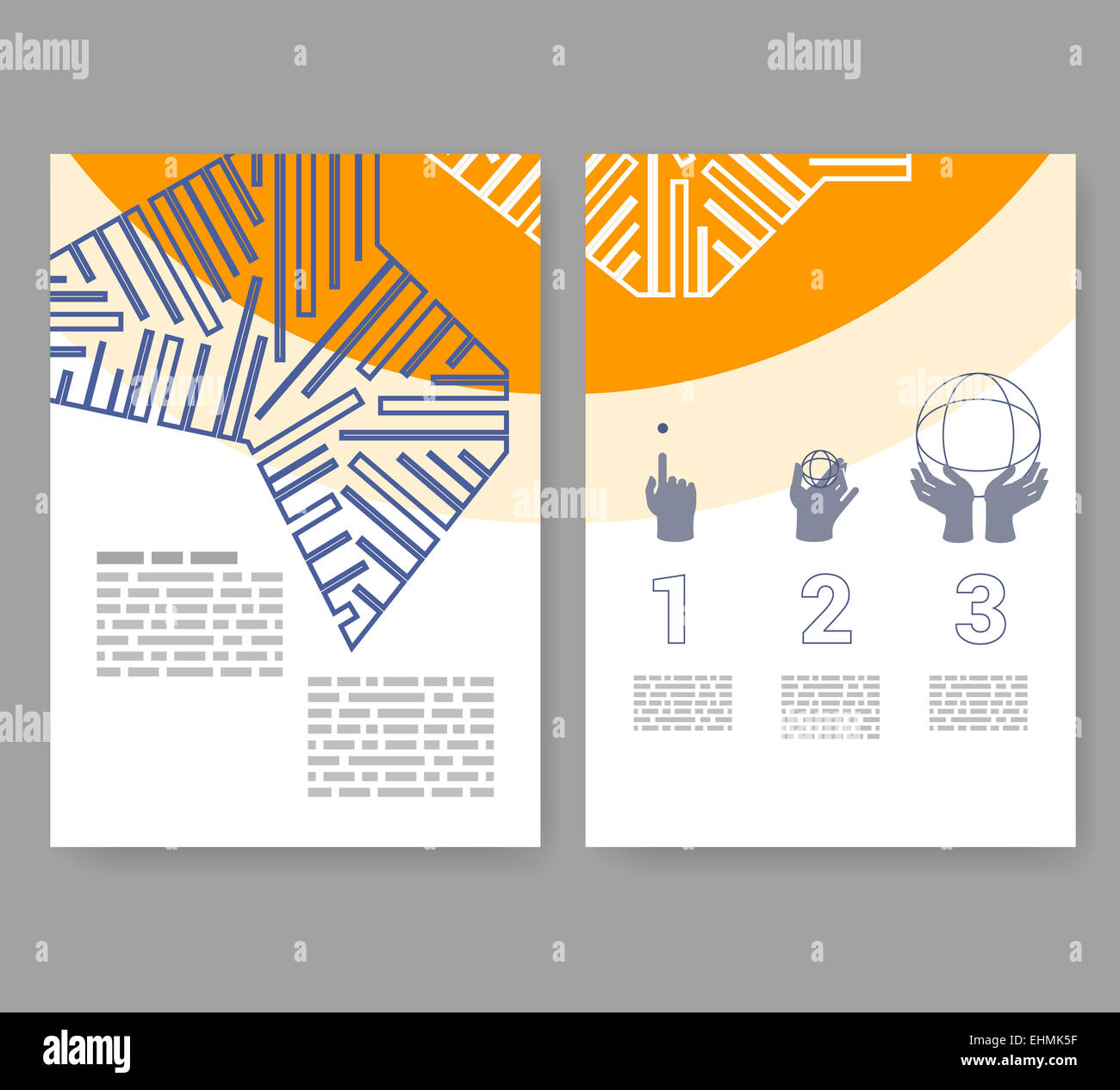 Flyer, leaflet, booklet layout. Editable design template. A4 2-fold brochure with abstract ...