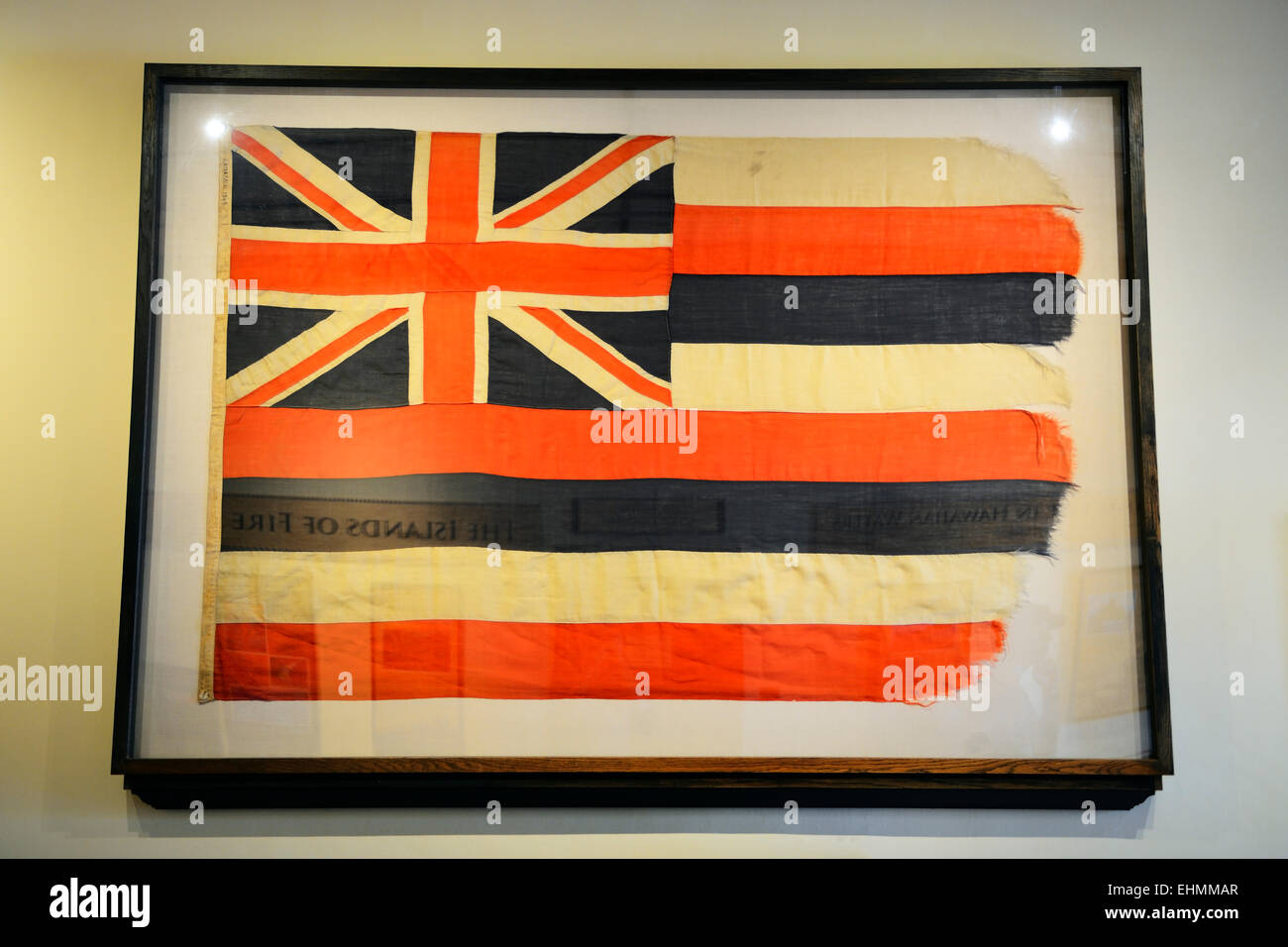 Historic Hawaiian flag in Old Court and Custom House museum, Lahaina ...