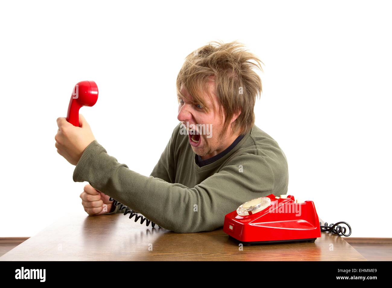 Call centre worker angry hi-res stock photography and images - Alamy