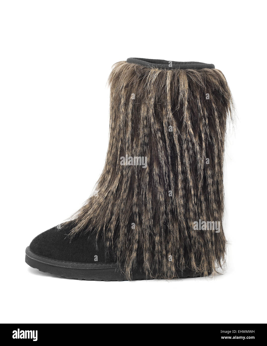furry boot on white background Stock Photo - Alamy