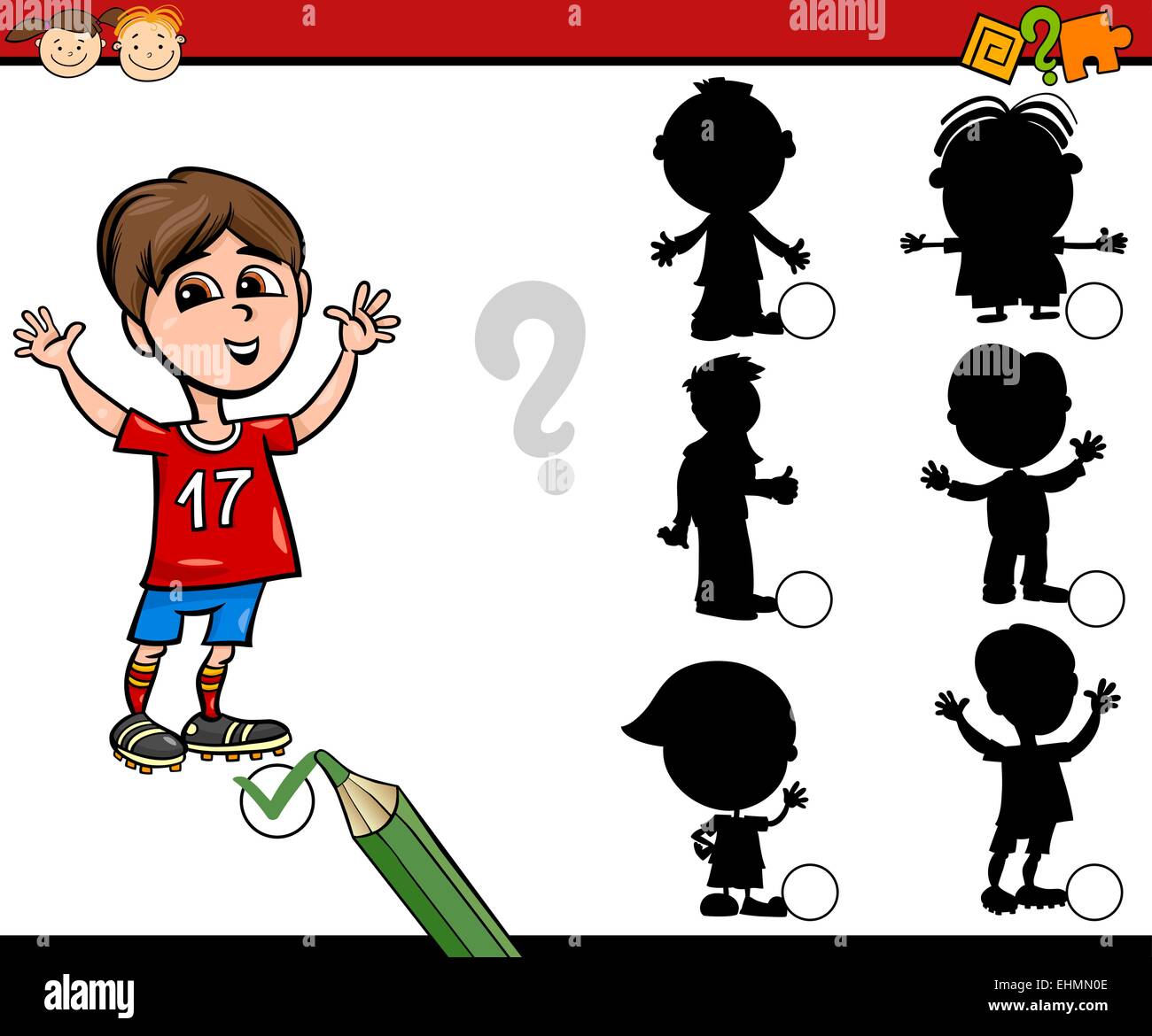 Cartoon Illustration of Education Shadow Matching Game for Preschool ...