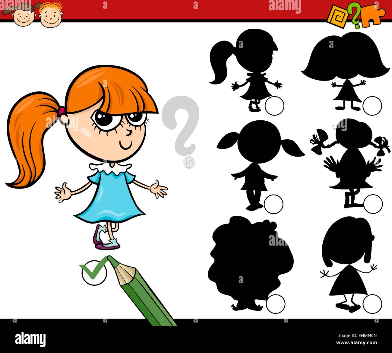 Cartoon Illustration of Education Shadow Matching Game for Preschool ...