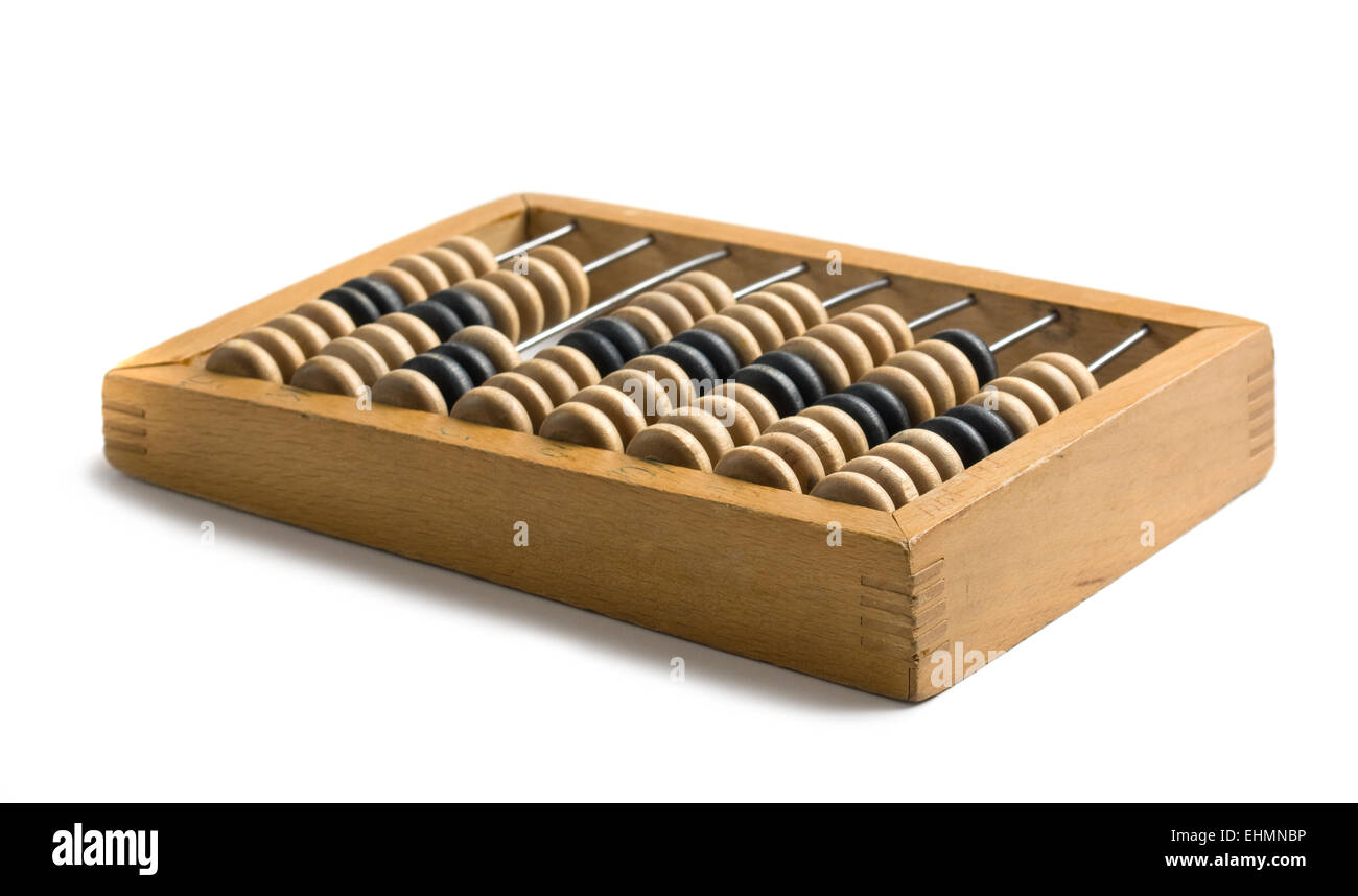 old wooden abacus isolated on a white background Stock Photo - Alamy