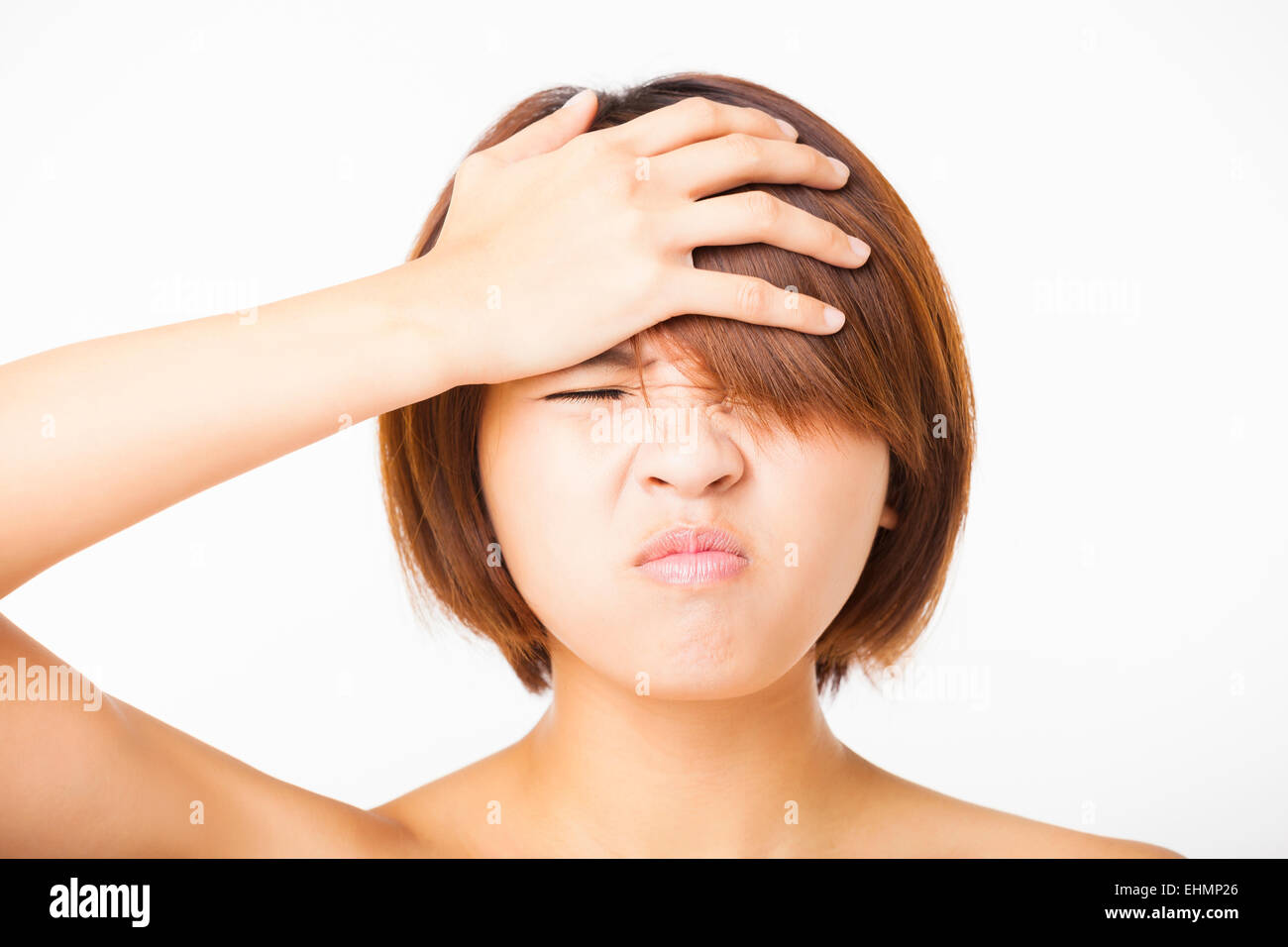 Closeup stressed young woman face Stock Photo - Alamy
