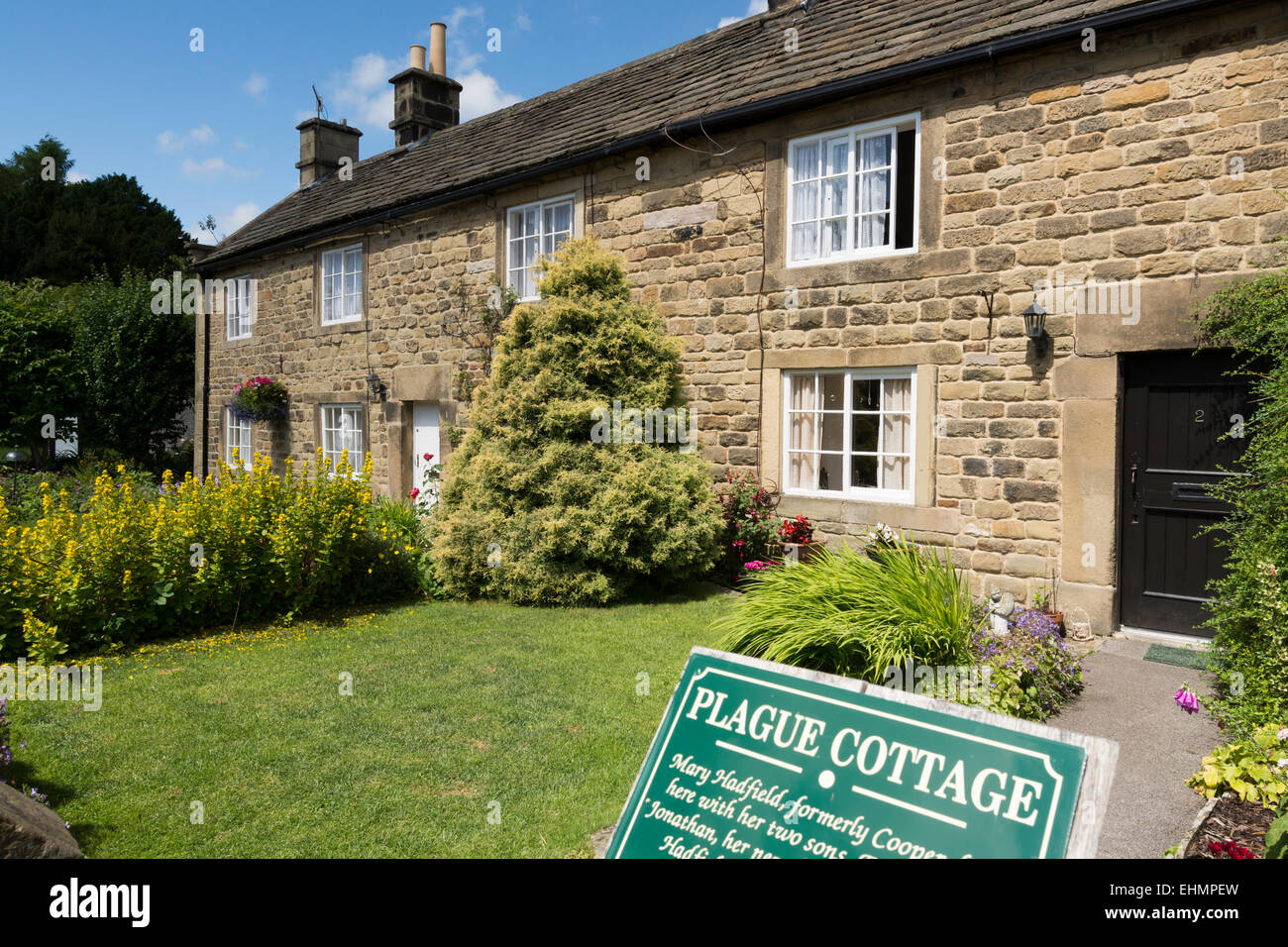 Eyam historic Plague cottages in the Peak District Derbyshire England ...