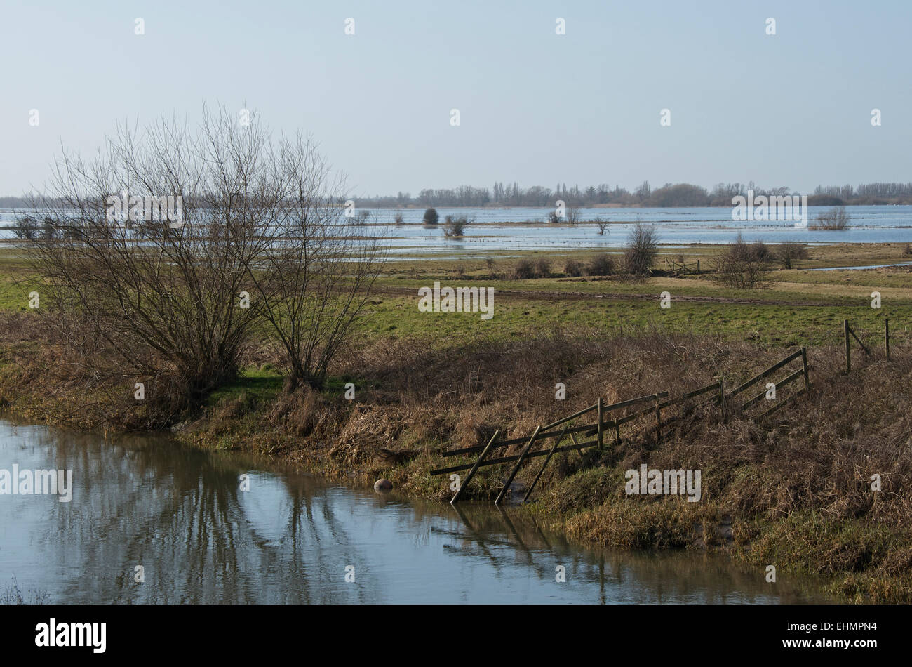 Central flood land on Fens. Bedford River flood control system Stock ...