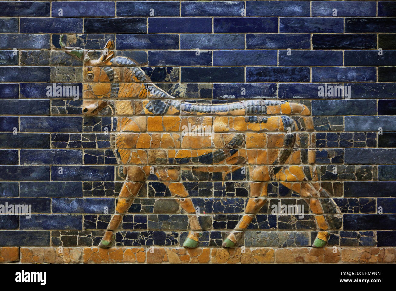 Aurochs. Glazed tiles from the Ishtar Gate of Babylon, about 575 BC ...