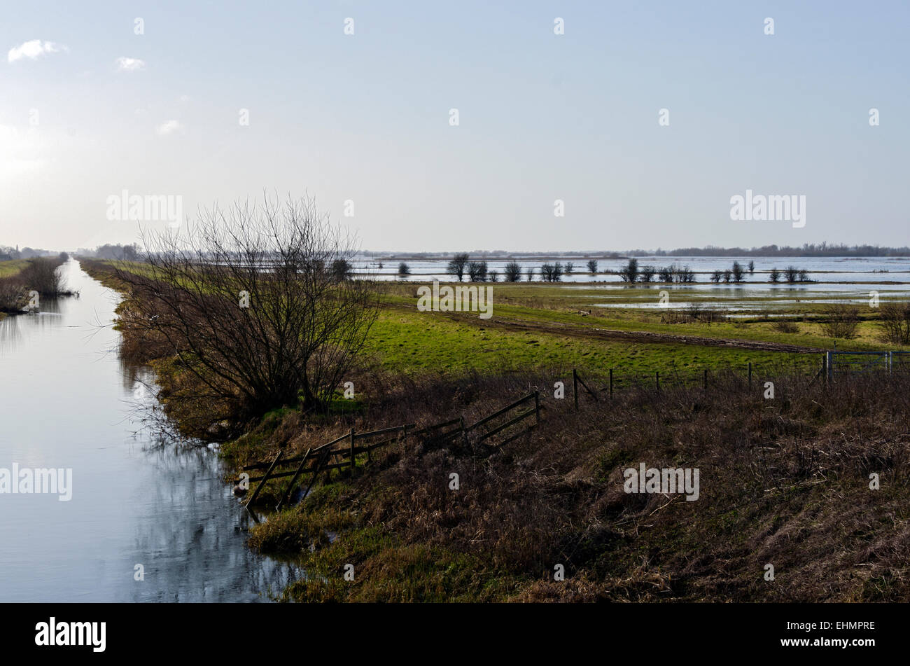 Central flood land on Fens. Bedford River flood control system Stock ...