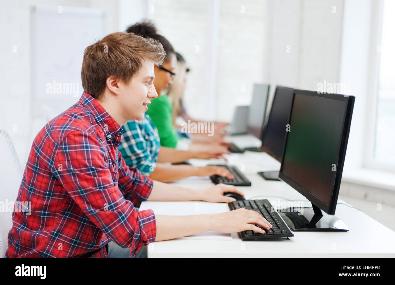student with computer studying at school Stock Photo - Alamy