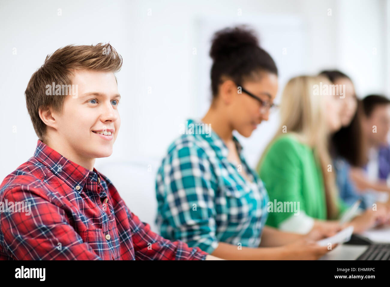 student with computer studying at school Stock Photo - Alamy