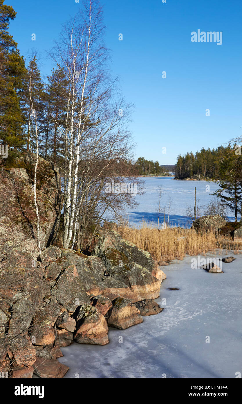 Frozen lake, Lietvesi Puumala Finland Stock Photo - Alamy
