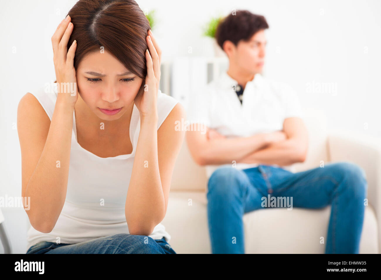 young Couple not talking after fight in living room Stock Photo - Alamy