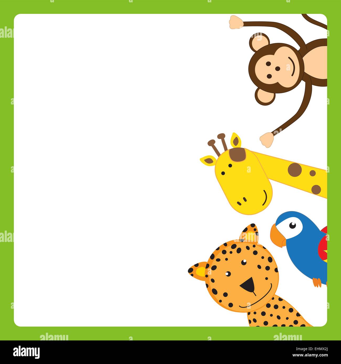 Cute, abstract frame with cheerful tropical animals Stock Vector Image ...