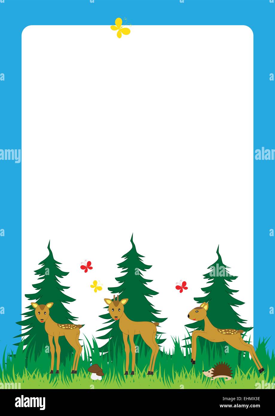 Cute, abstract frame with cheerful forest animals Stock Vector Image ...
