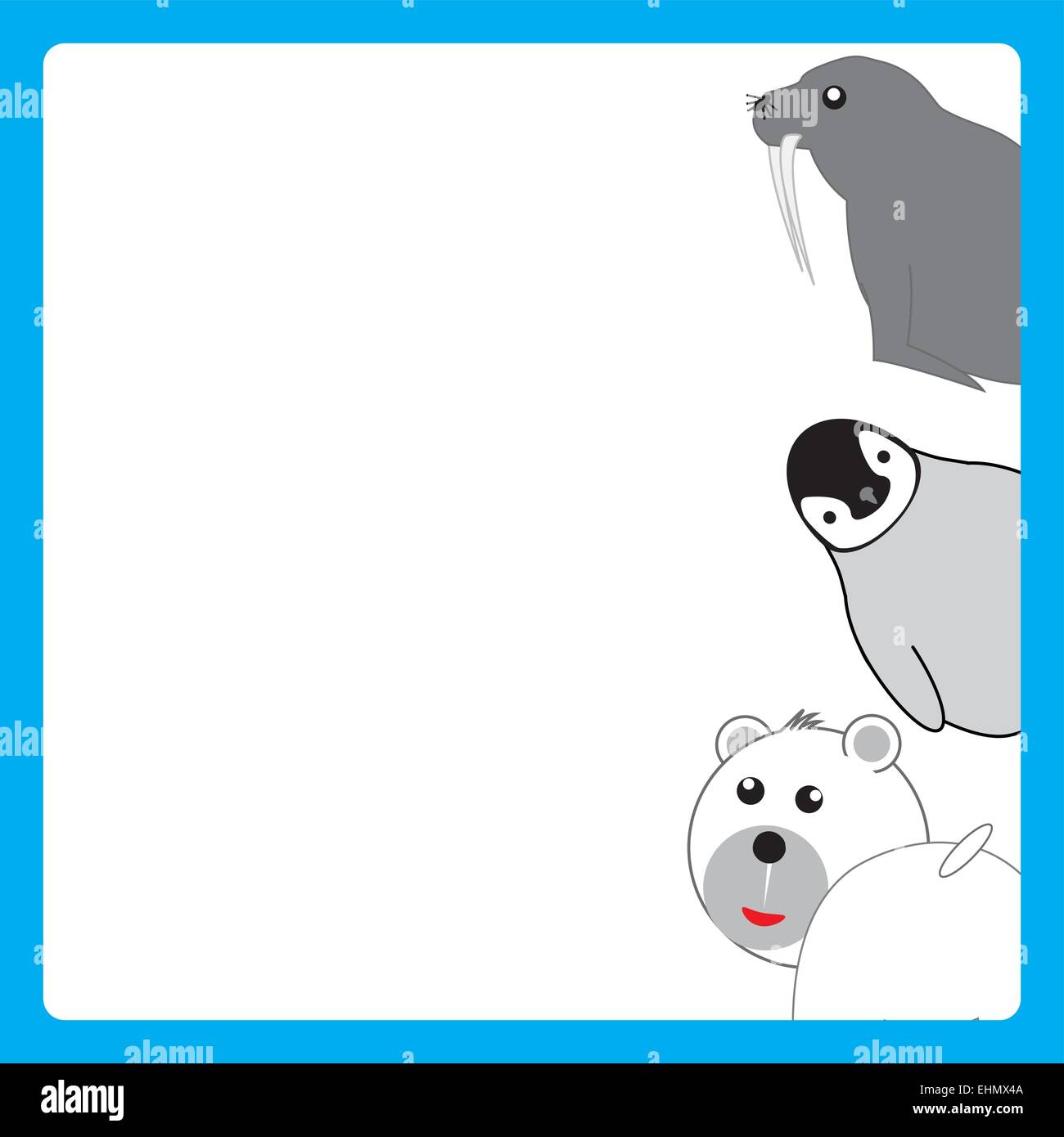 Cute, abstract frame with cheerful polar animals Stock Vector Image ...