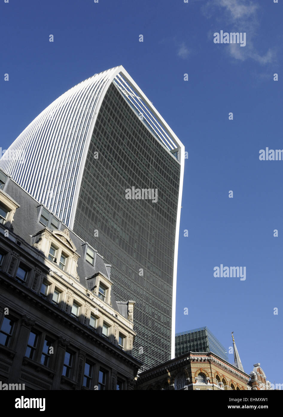 The Walkie Talkie Building viewed above the rooftops of offices in ...
