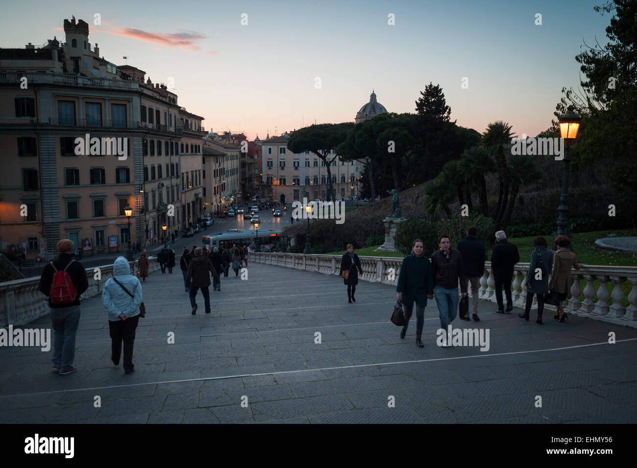 Tourists on Michelangelo's Cordonata staircase, Piazza del Campidoglio ...