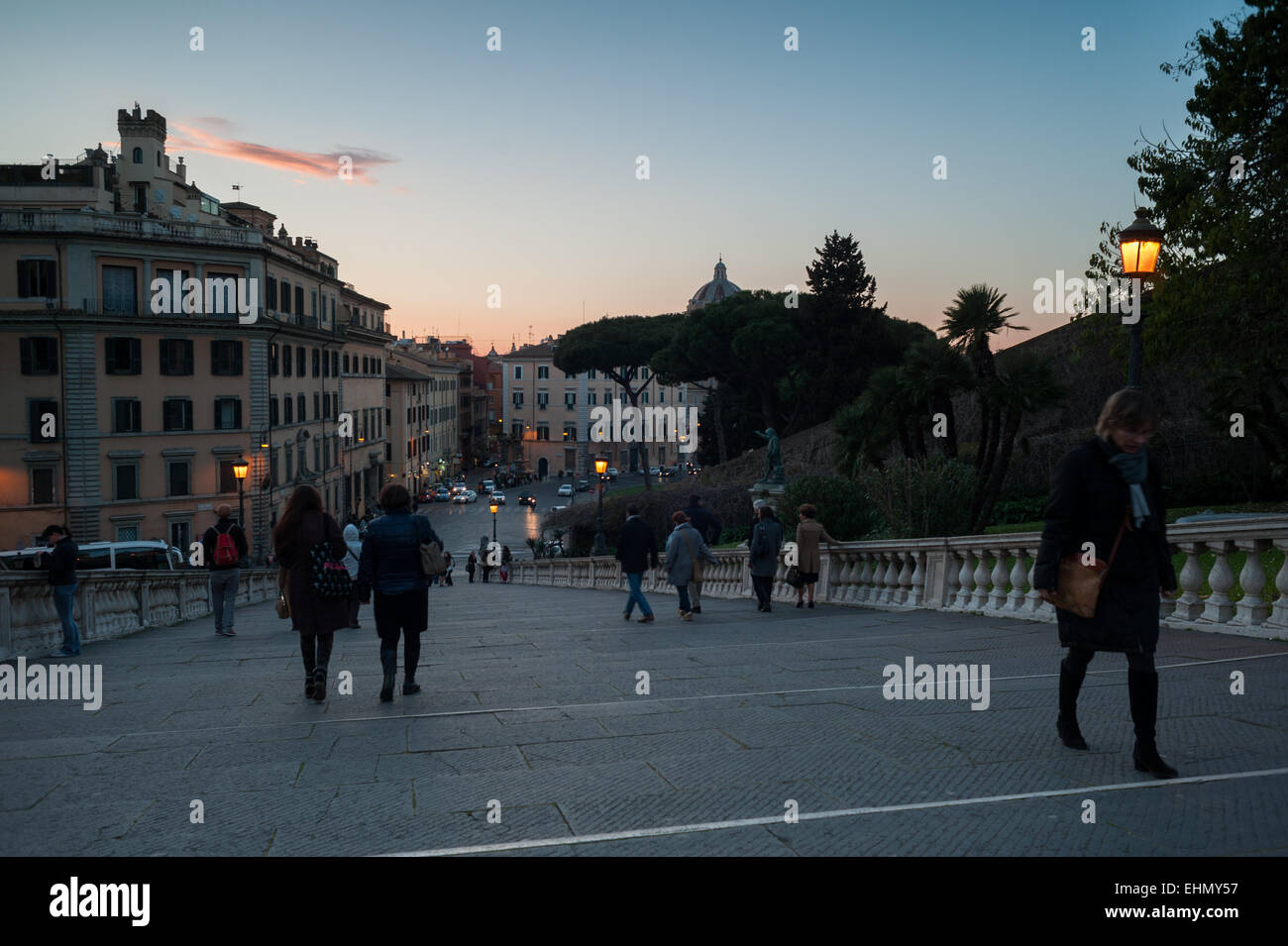Tourists on Michelangelo's Cordonata staircase, Piazza del Campidoglio ...
