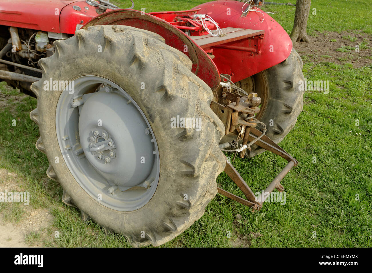 rear of the red tractor Stock Photo - Alamy