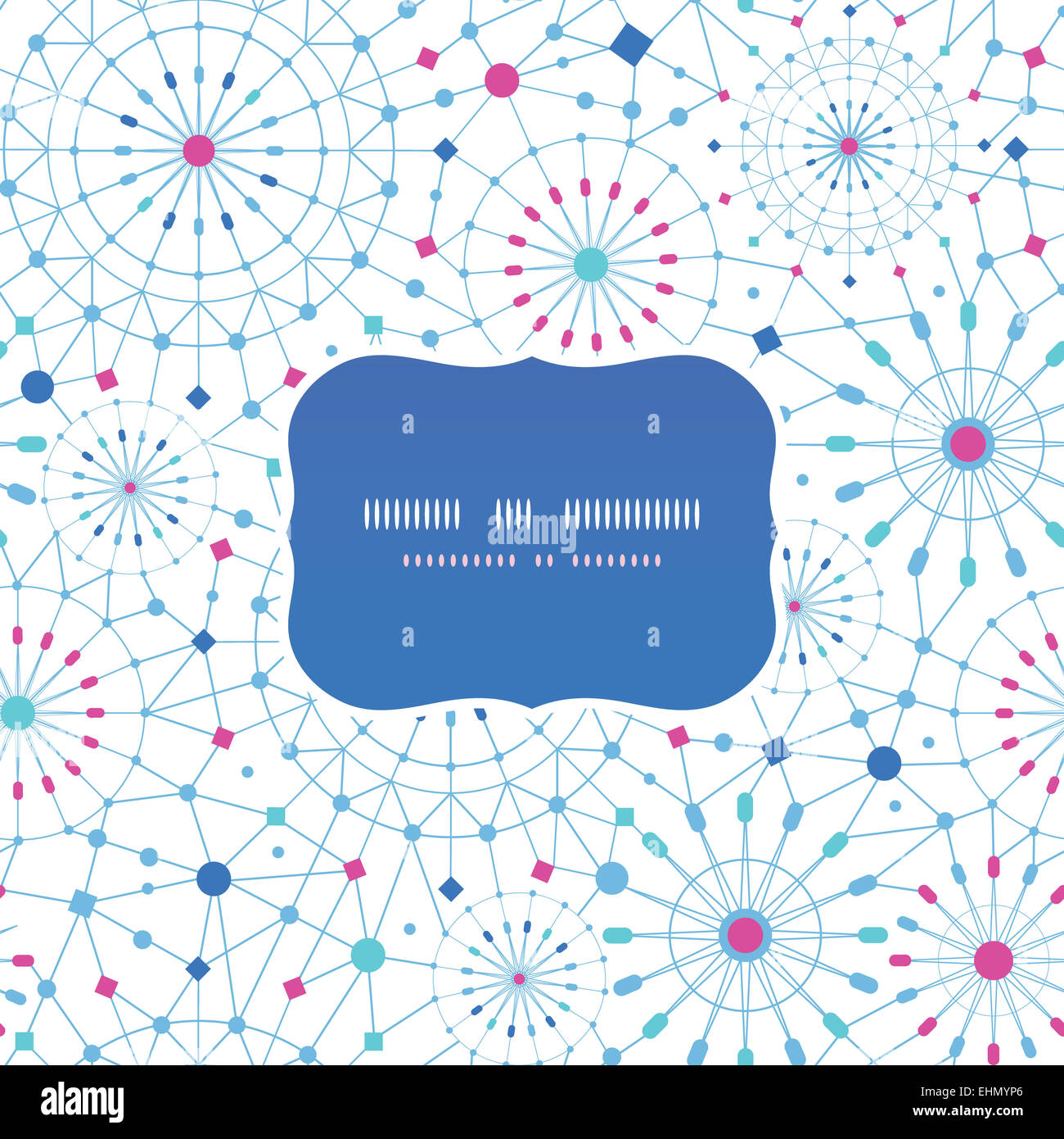 Blue abstract line art circles frame seamless background Stock Photo ...