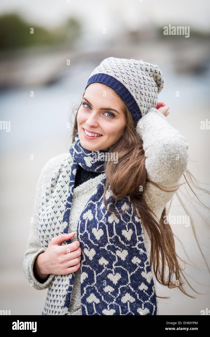 Portrait of woman in winter Stock Photo - Alamy