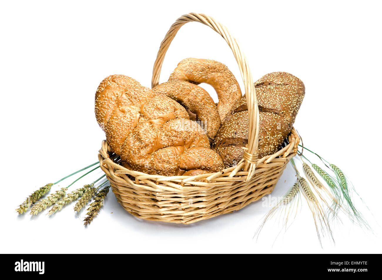 Basket with bread Stock Photo - Alamy