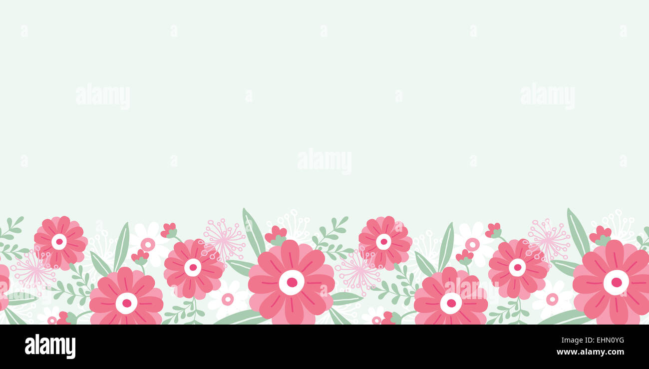 Peony flowers and leaves horizontal seamless pattern border Stock Photo ...
