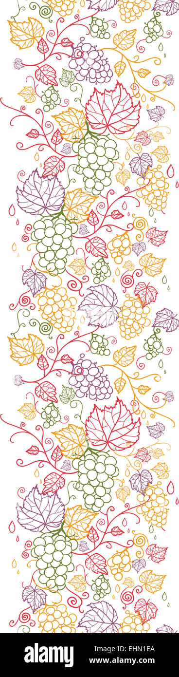 Line art grape vines vertical seamless pattern background Stock Photo - Alamy
