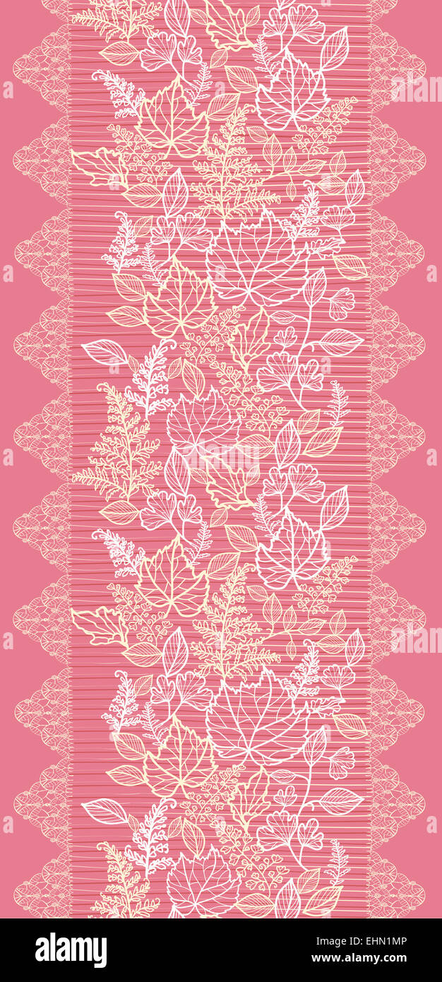 Lace leaves vertical seamless pattern background border Stock Photo - Alamy