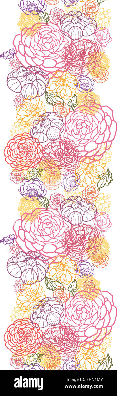 Sweet flowers vertical seamless pattern background border Stock Photo - Alamy