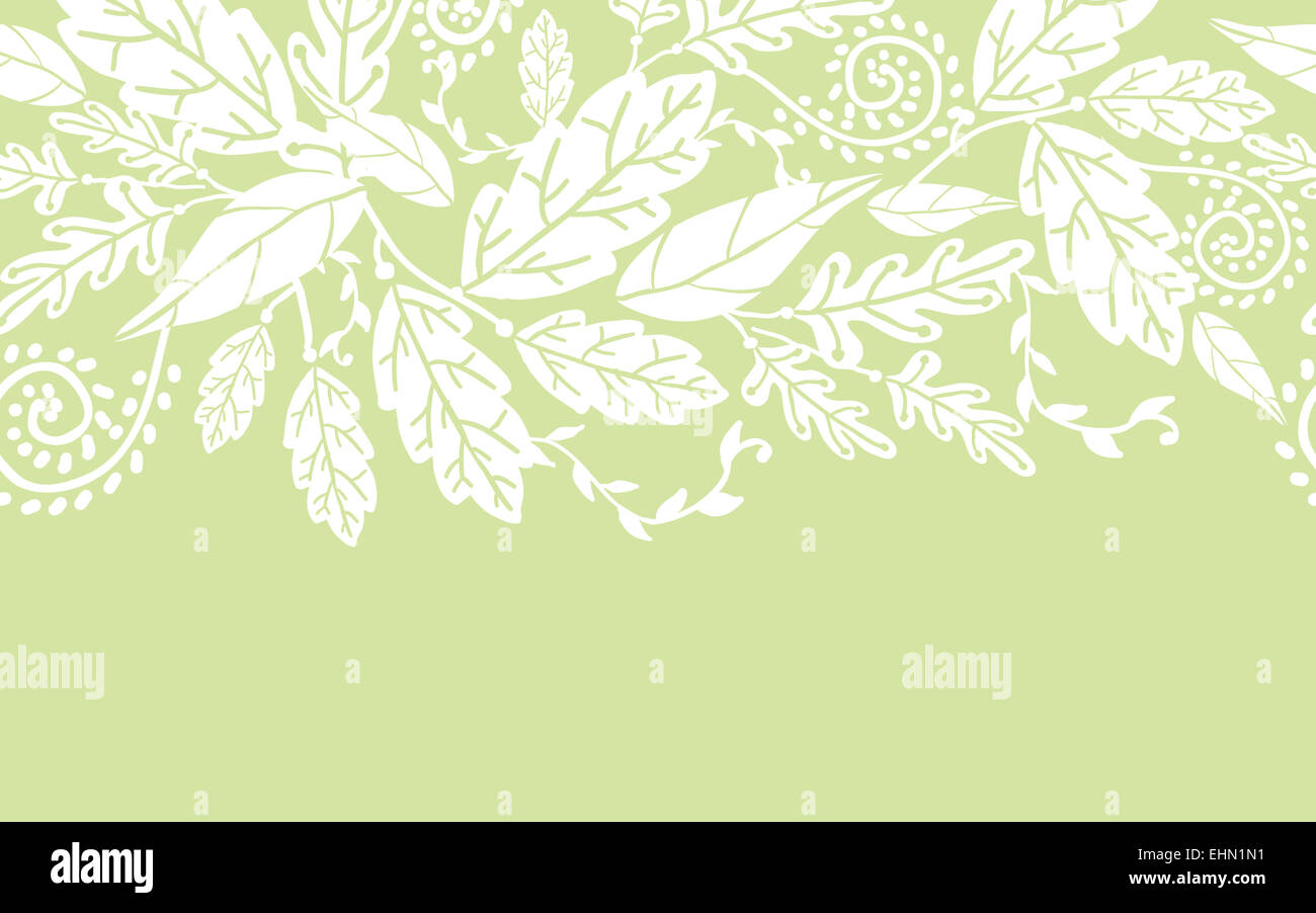 White flowers and leaves horizontal seamless pattern border Stock Photo ...
