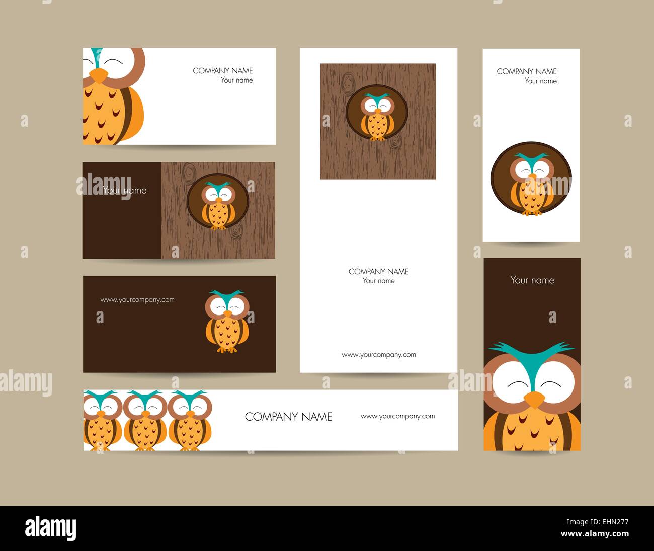 Cute business elements - cards, banner and folder Stock Vector Image ...