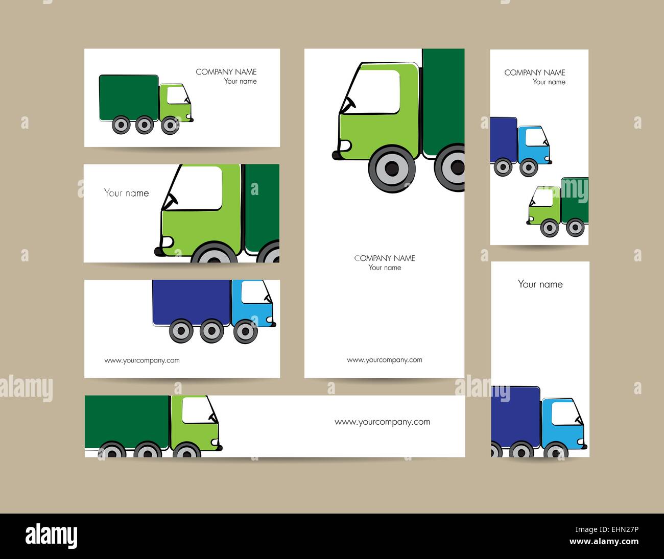 Cute business elements - cards, banner and folder Stock Vector Image ...