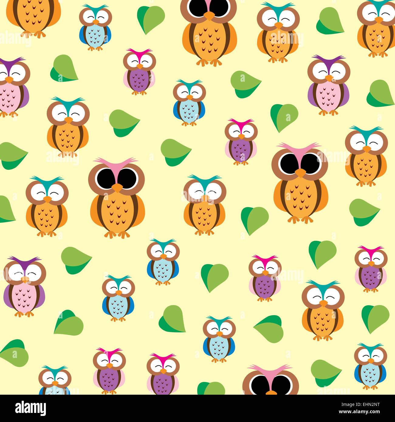 Colorful and cute kids background with owls Stock Vector Image & Art ...