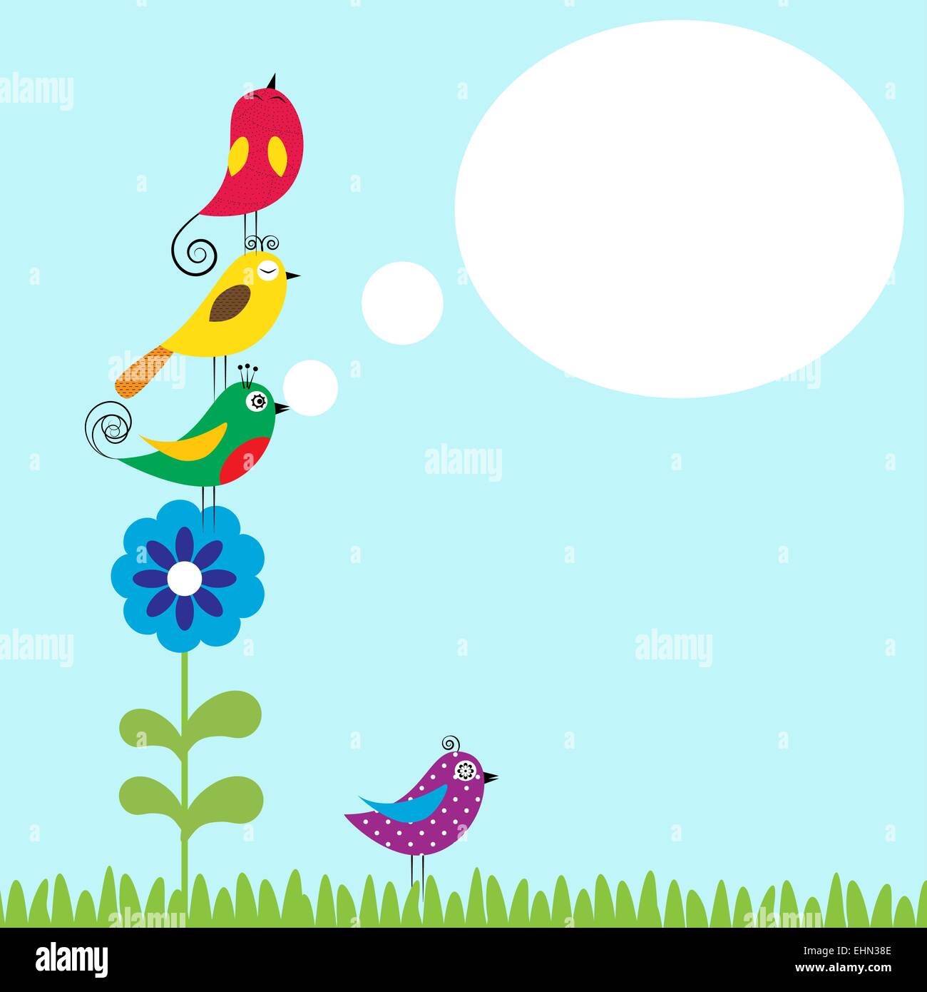 Cute kids cartoon flowers birds hi-res stock photography and images - Alamy