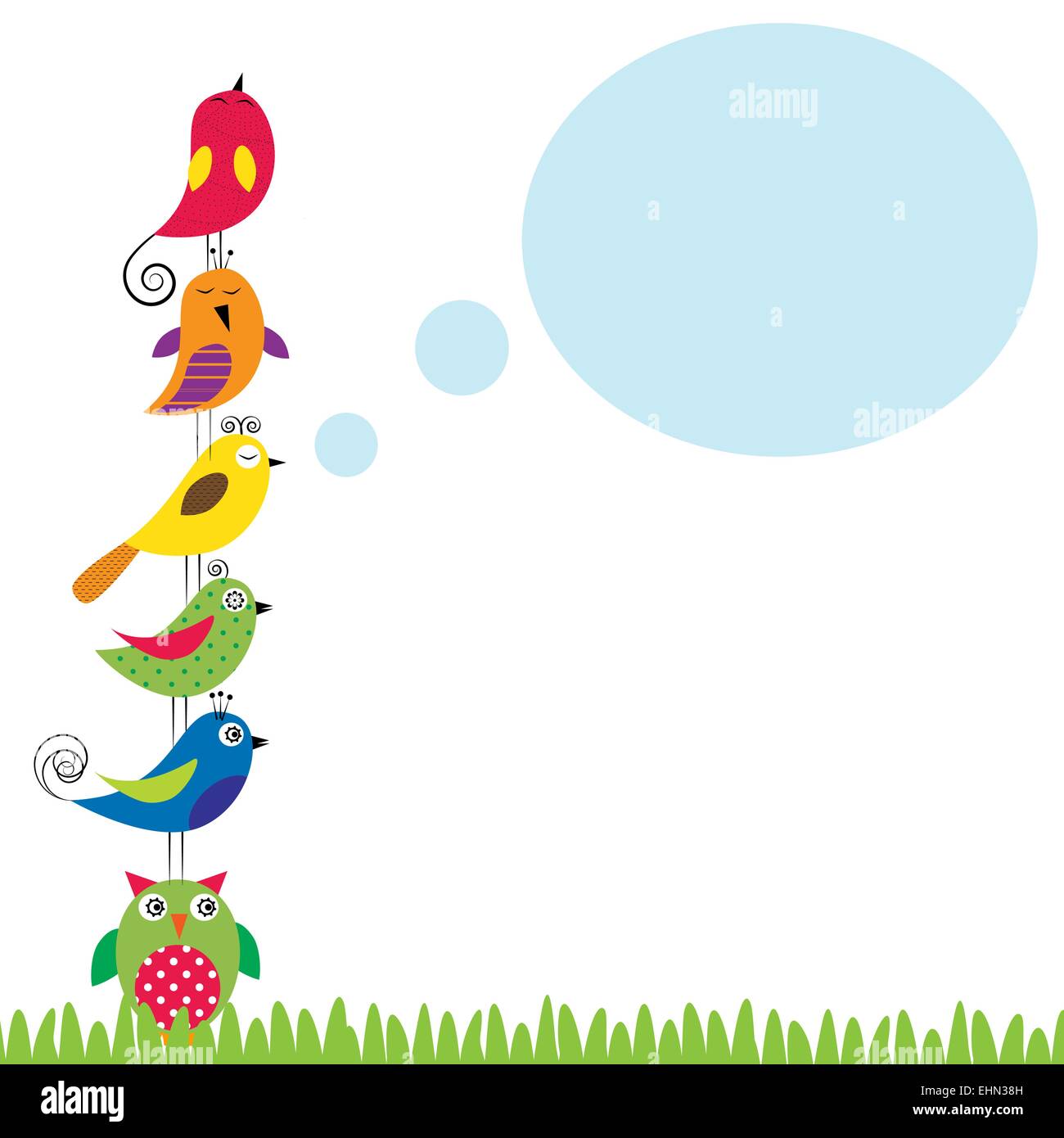 Summer background with colorful and funny birds Stock Vector Image ...