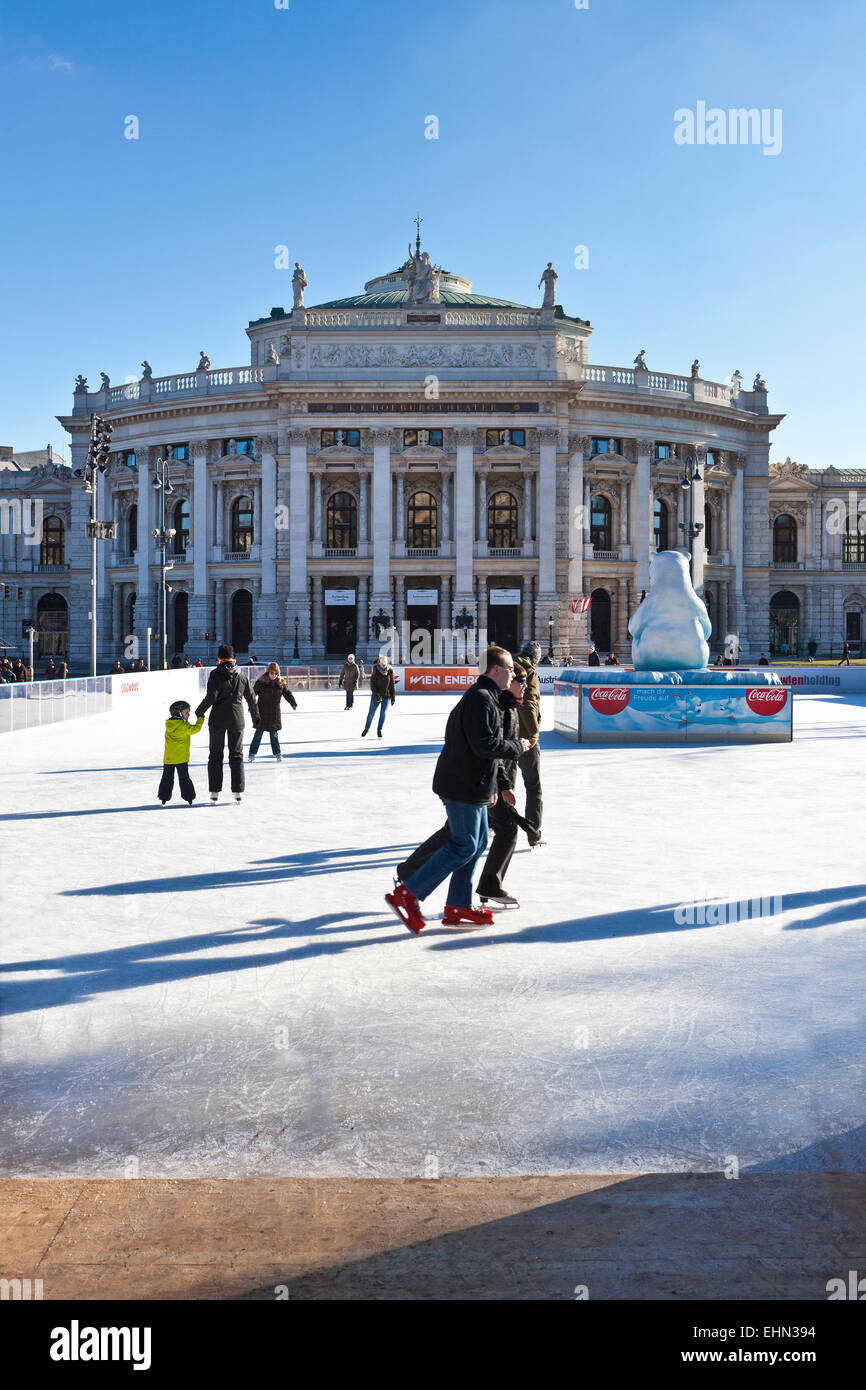 Ice skating people at the Wiener Eistraum - a mobile ice rink Stock ...