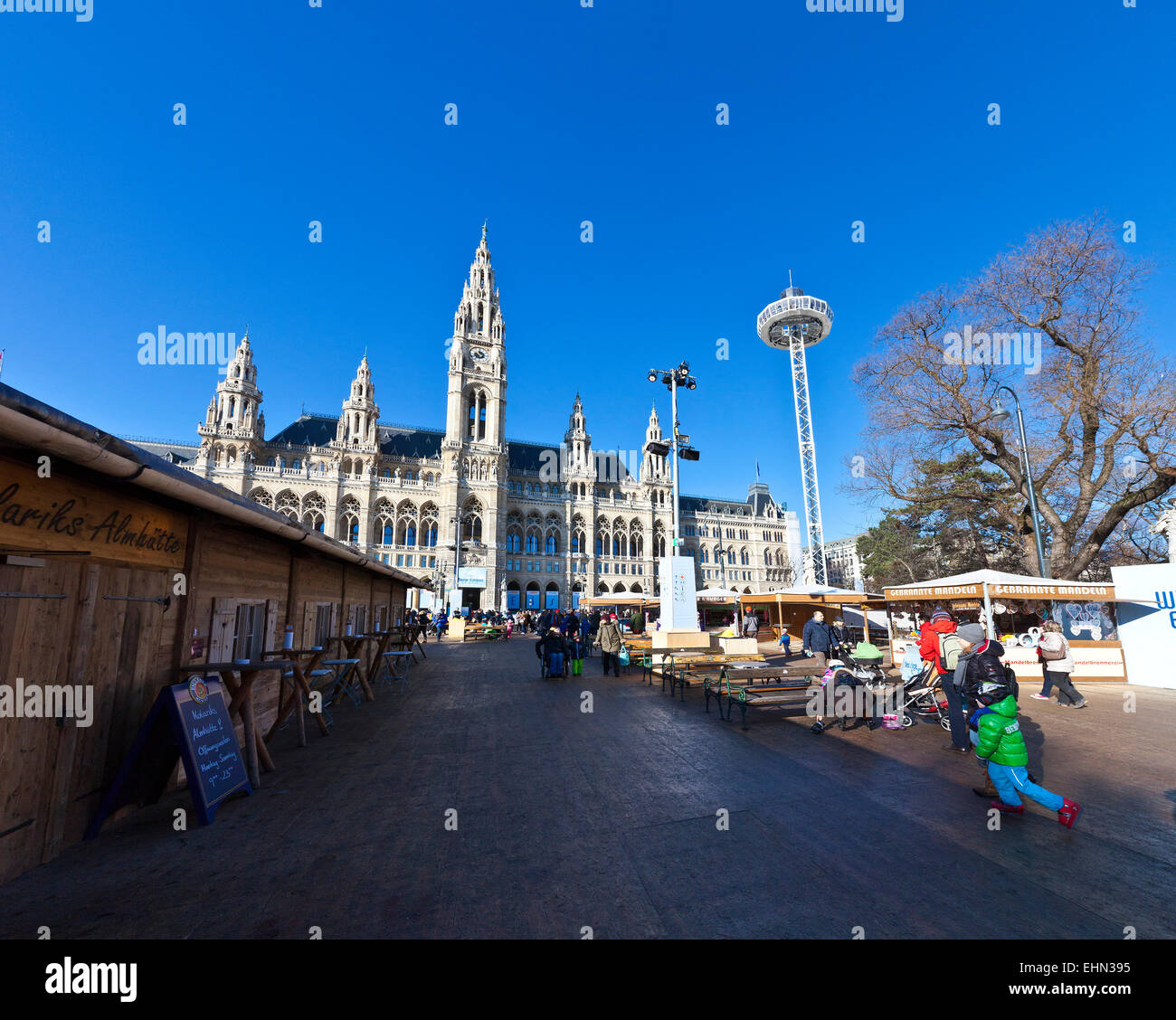 Ice skating people at the Wiener Eistraum (Viennese ice rink). The ...