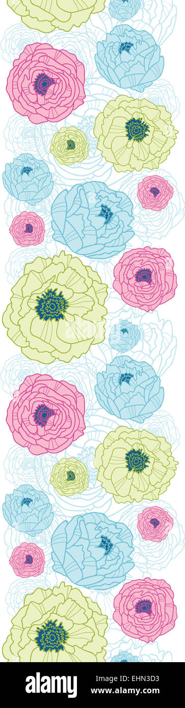 Lovely flowers vertical seamless pattern background border Stock Photo - Alamy