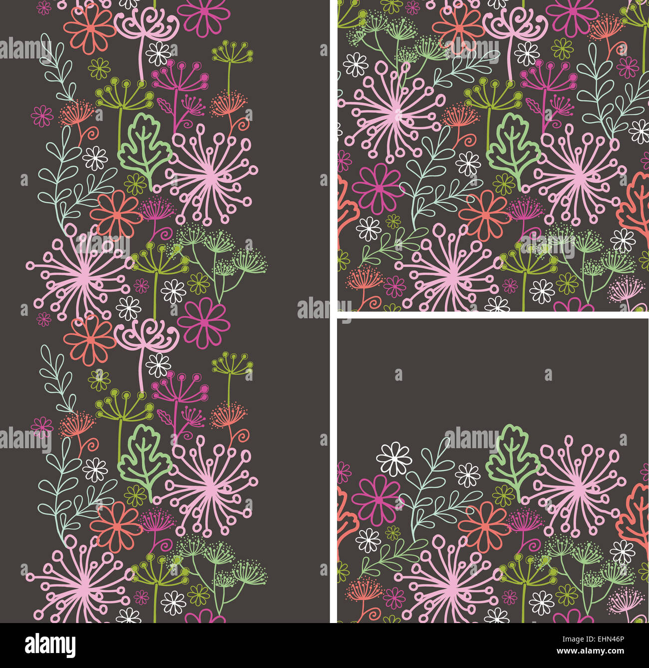 Set of fall plants seamless pattern and borders backgrounds Stock Photo ...