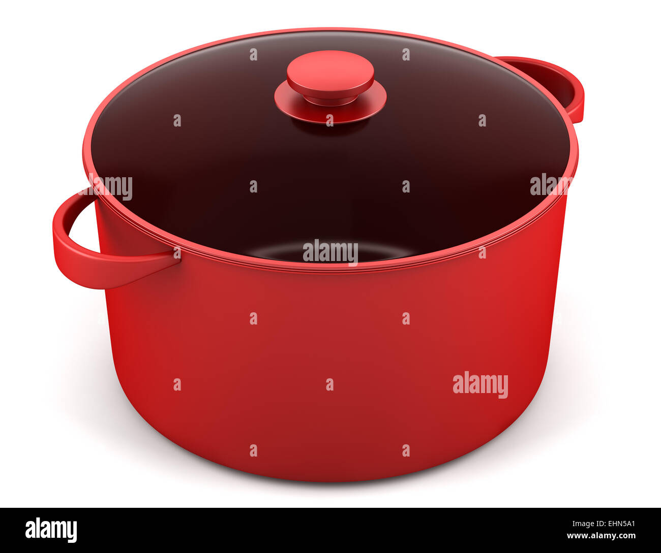 single red cooking pan isolated on white background Stock Photo - Alamy