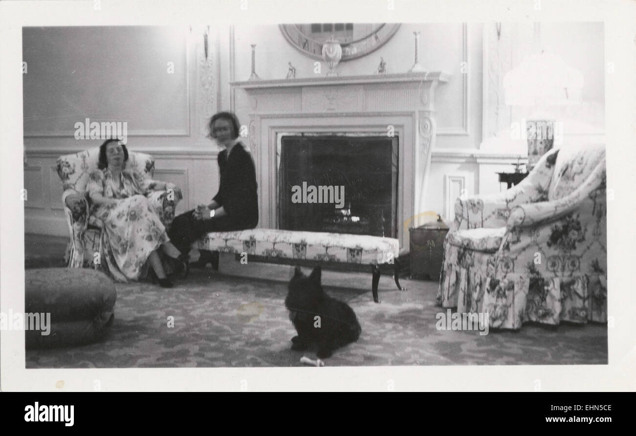 This photograph captures Ruth Bowen with her dog Lassie and Margaret ...